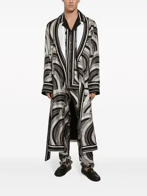 Dolce & Gabbana Geometric-print Silk Shirt - Grey