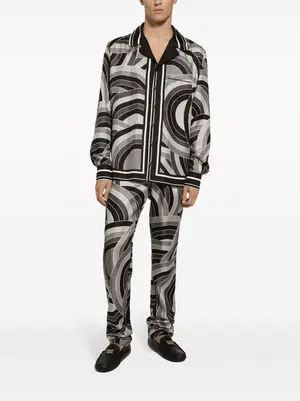 Dolce & Gabbana Geometric-print Silk Shirt - Grey