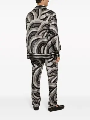 Dolce & Gabbana Geometric-print Silk Shirt - Grey