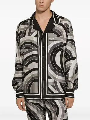 Dolce & Gabbana Geometric-print Silk Shirt - Grey