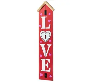 GLITZHOME 42' Valentine's Love House Shaped Por Ch Sign Decor - One-color