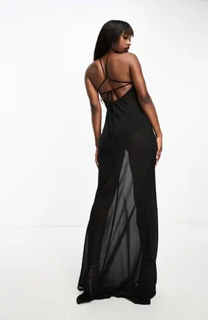 Asos Sheer Halter Maxi Dress