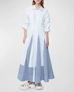 Simkhai Jazz Patchwork Mixed Stripe Poplin Maxi Dress - Stripe Multi
