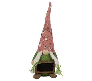 NORTHLIGHT Yellow Floral Springtime Gnome With Essage Board - One-color