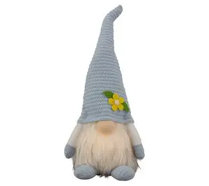 NORTHLIGHT Lighted Green Spring Gnome With Flow Er Hat - One-color