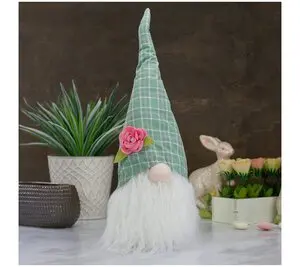 NORTHLIGHT Green & White Plaid Spring Easter Gn Ome Head Decor - One-color