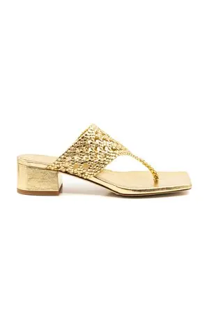 ANDREA GOMEZ Brenda Woven Leather Sandals  It 39.5 Gold