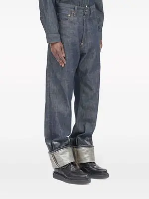 Maison Margiela Lacquered Turn-Up Jeans In Blue - 40% Off
