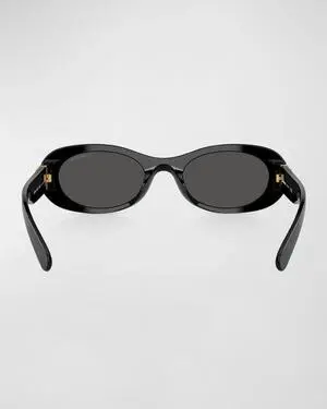 Miu Miu Logo Oval Sunglasses - Black