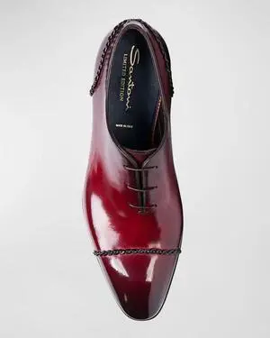 Santoni Limited Edition Pierce Leather Oxfords - Red