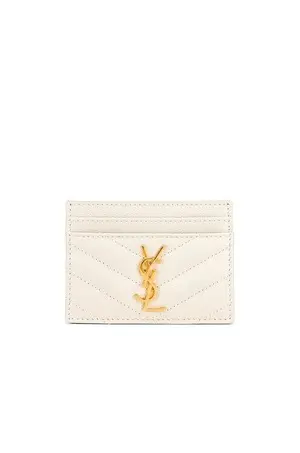 Saint Laurent Saint Laurent Monogramme Quilted Credit Card Case In Neutral Crema Soft