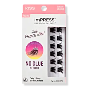 Kiss Impress Press-on Falsies Eyelash Clusters, Elegant Volume - One-color