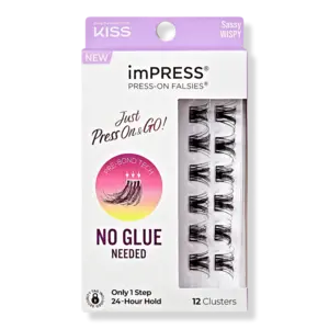 Kiss Impress Press-on Falsies Eyelash Clusters, Sassy Wispy - One-color
