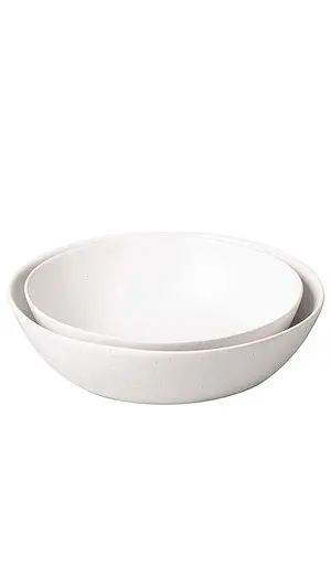 FABLE The Low Serving Bowls Set Of 2 In White - Speckled White