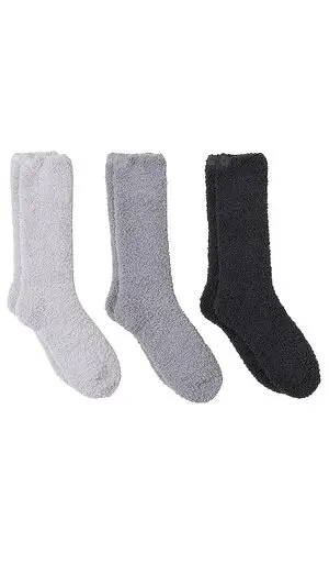 Barefoot Dreams Cozychic 3-pair Sock Set - Carbon Multi