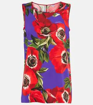 Dolce & Gabbana Anemone Silk-blend Charmeuse Top