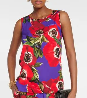 Dolce & Gabbana Anemone Silk-blend Charmeuse Top