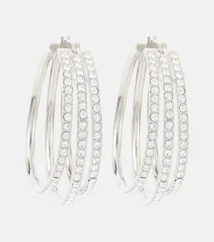 Amina Muaddi Vittoria Crystal-embellished Hoop Earrings - Silver