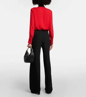 Valentino Garavani Mid-rise Wide-leg Silk Pants - Black