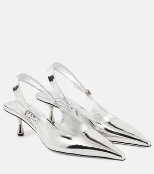 JIMMY CHOO Amel Metallic Leather Slingback Pumps