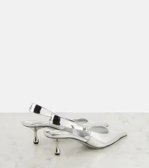 JIMMY CHOO Amel Metallic Leather Slingback Pumps - Silver
