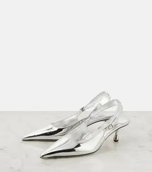 JIMMY CHOO Amel Metallic Leather Slingback Pumps