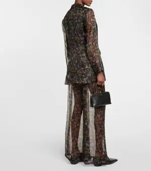 Max Mara Jabot Floral Silk Organza Blouse - Multicoloured