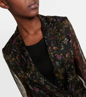Max Mara Jabot Floral Silk Organza Blouse - Multicoloured