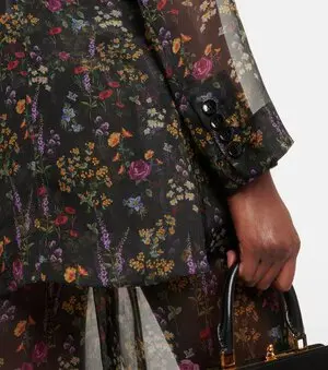 Max Mara Jabot Floral Silk Organza Blouse - Multicoloured