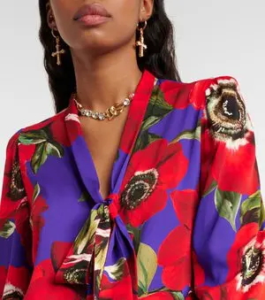 Dolce & Gabbana Tie-neck Floral Blouse - Multicoloured