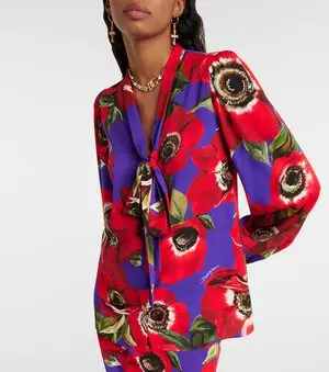 Dolce & Gabbana Tie-neck Floral Blouse - Multicoloured