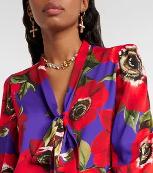 Dolce & Gabbana Tie-neck Floral Blouse
