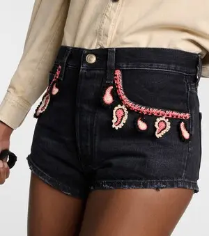 Alanui Embroidered Denim Shorts