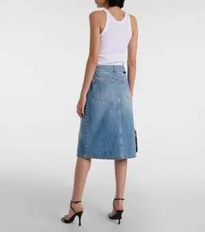 Stella McCartney Front-slit Denim Midi Skirt