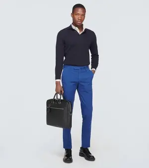 SLOWEAR Incotex Cotton-blend Slim Trousers - Blue