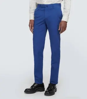 SLOWEAR Incotex Cotton-blend Slim Trousers - Blue
