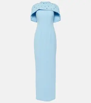 Safiyaa Embellished Cape Gown - Green