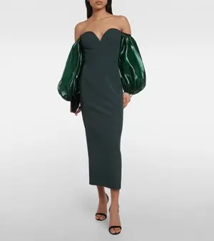 Safiyaa Aurelius Balloon-sleeve Midi Dress