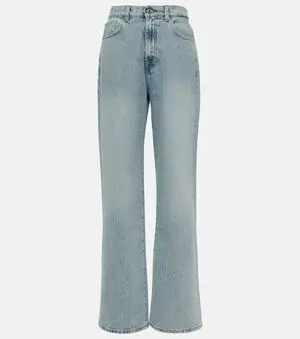 7 For All Mankind High-rise Straight-leg Jeans - Blue