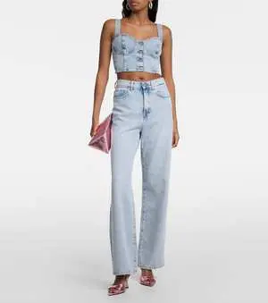 7 For All Mankind High-rise Straight-leg Jeans - Blue