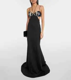 David Koma Embroidered Cutout Gown