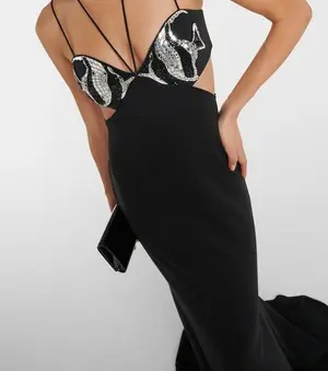 David Koma Embroidered Cutout Gown