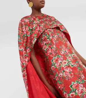 MARKARIAN Caped Silk Midi Dress