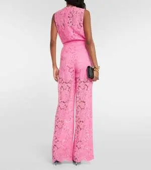 Dolce & Gabbana High-rise Wide-leg Lace Pants - Pink