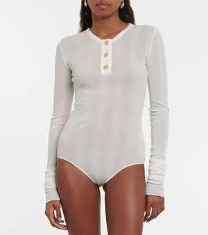 Khaite Janelle Cotton-blend Jersey Bodysuit - White