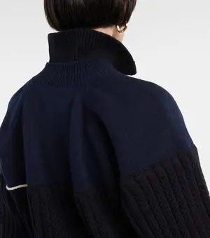 Victoria Beckham Double-collar Wool Sweater - Blue