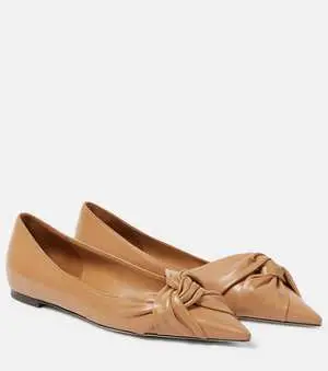 Nappa Leather Flats with Bow Detail