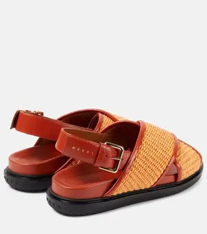 Marni Fussbet Raffia-effect Sandals - Brown