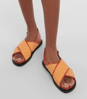 Marni Fussbet Raffia-effect Sandals - Brown