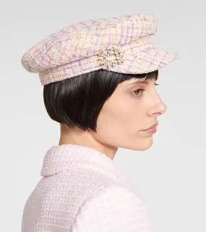 ROGER VIVIER Bouclé Newsboy Cap